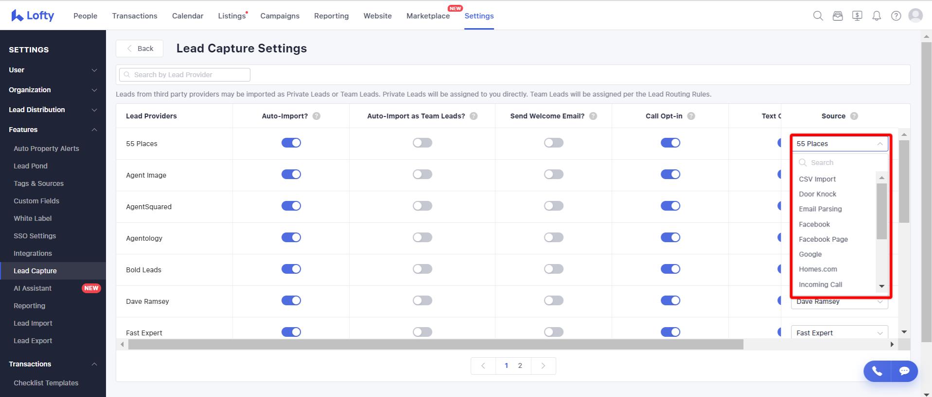 Lead Organization with Sources – Lofty Help Center