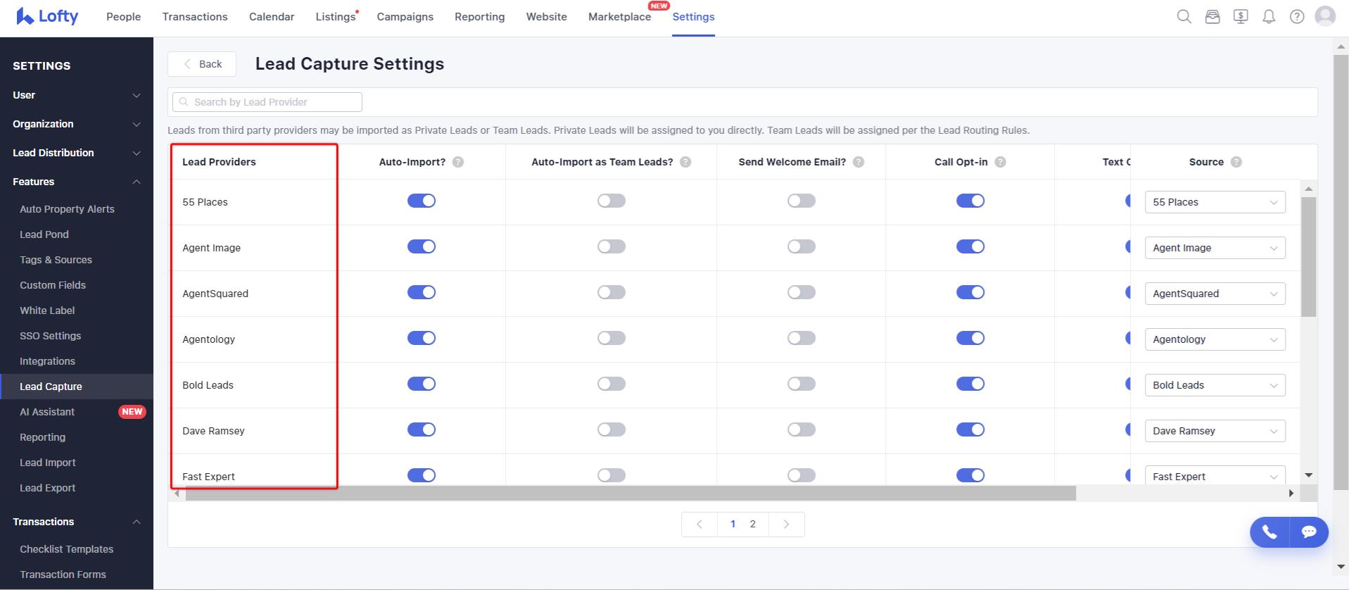 Lead Organization with Sources – Lofty Help Center