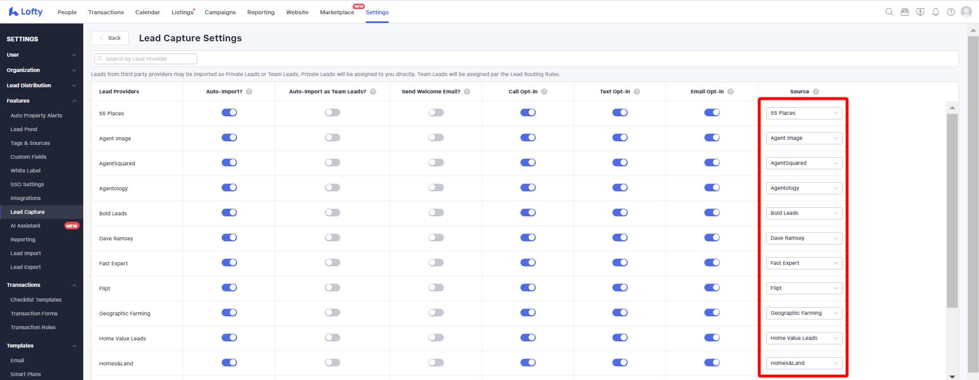 Lead Organization with Sources – Lofty Help Center