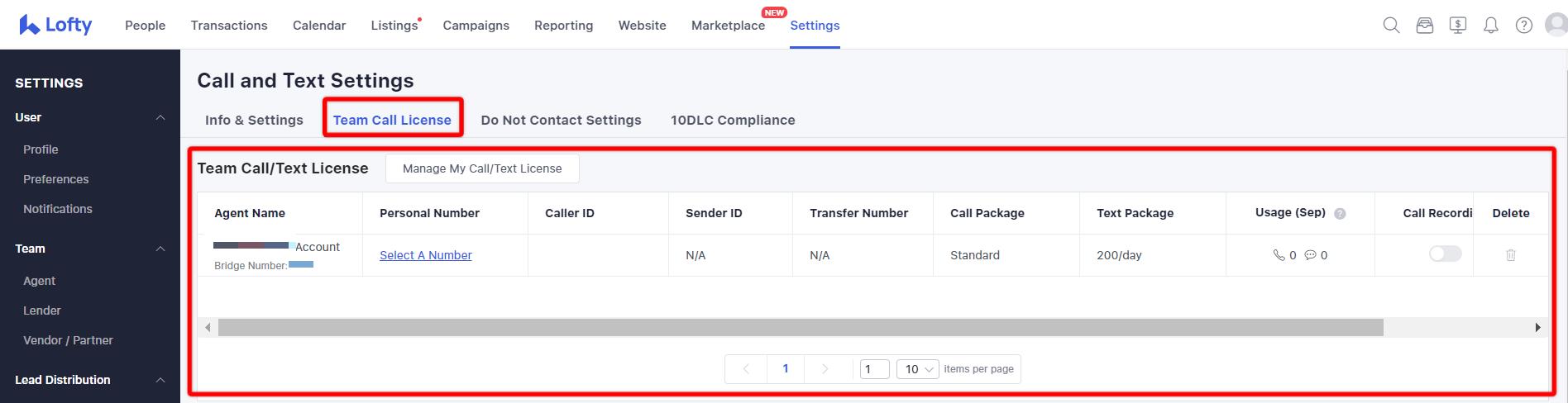 Call/Text Package Settings – Lofty Help Center