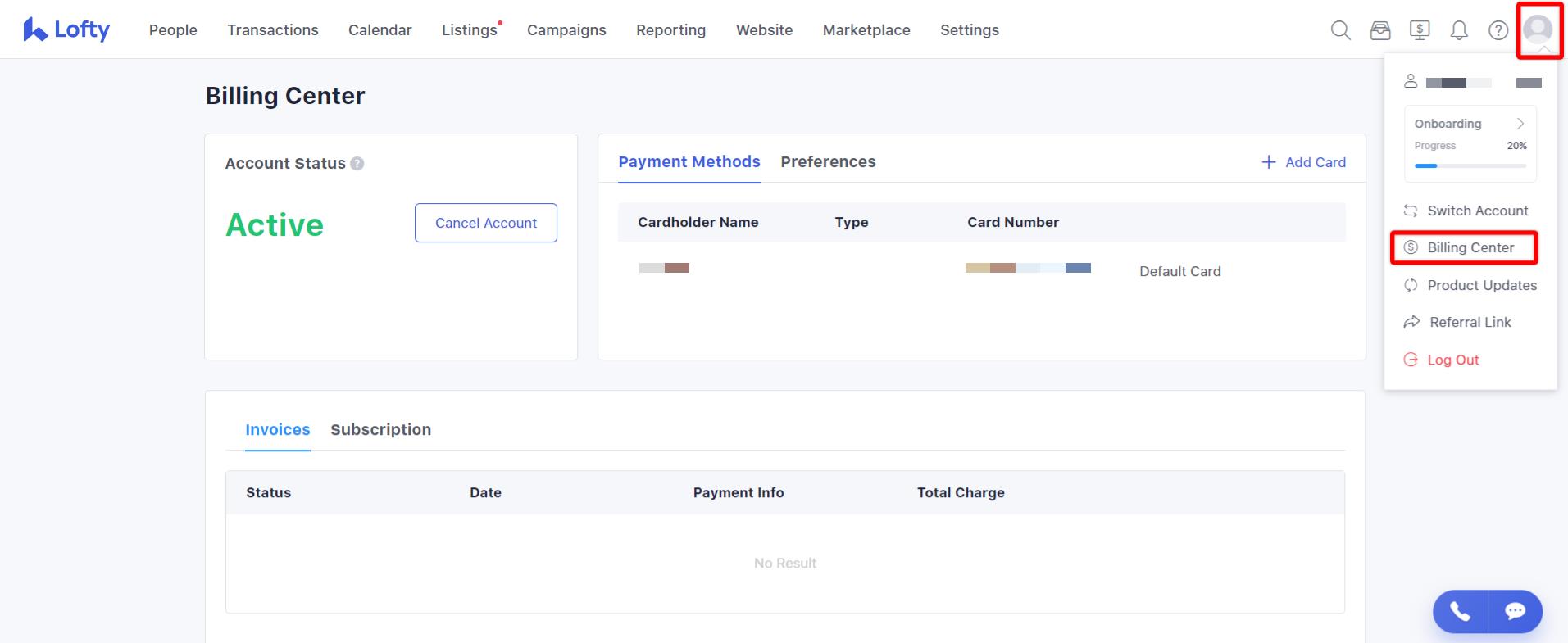 Billing Center – Lofty Help Center