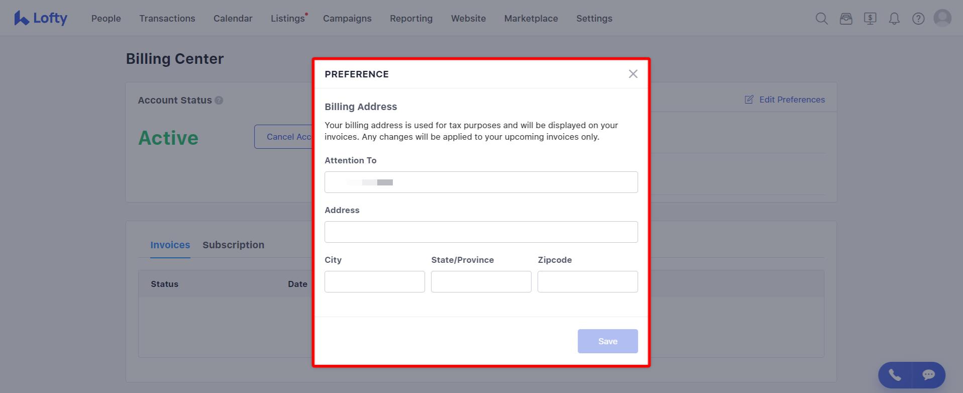 Billing Center – Lofty Help Center