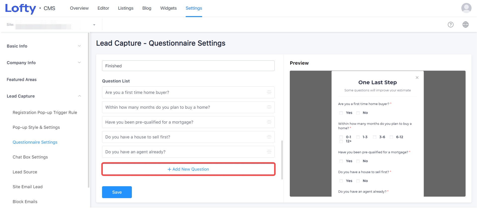 Questionnaire Settings – Lofty Help Center