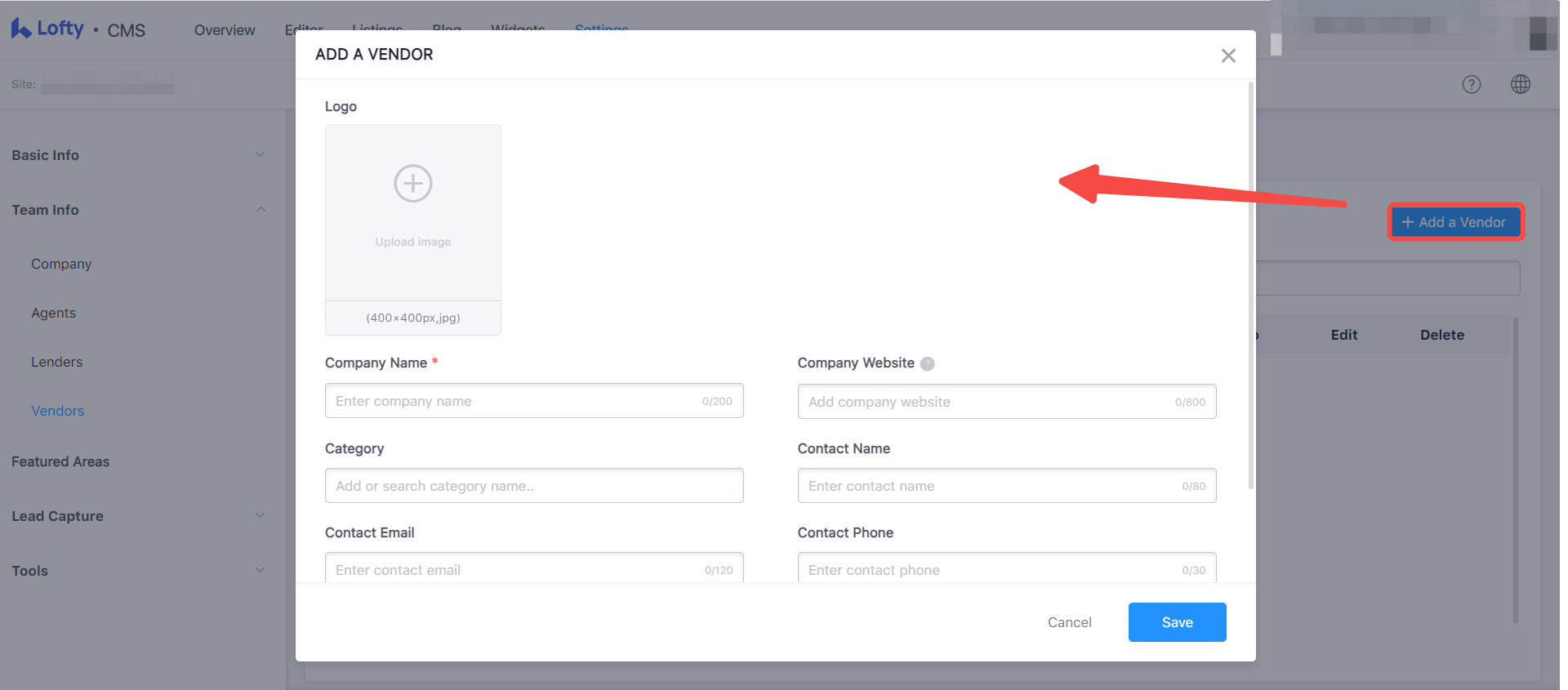 Vendor Block – Lofty Help Center