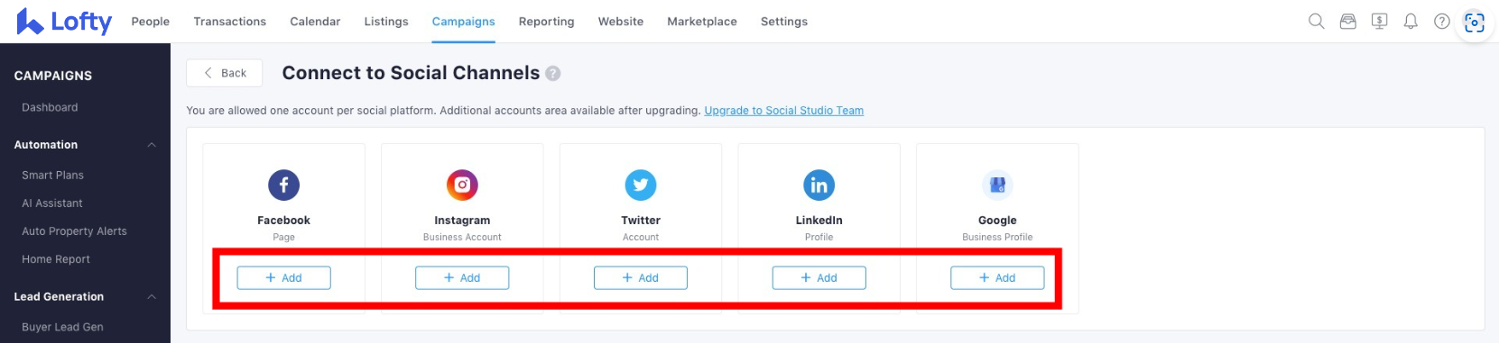 Social Studio – Lofty Help Center