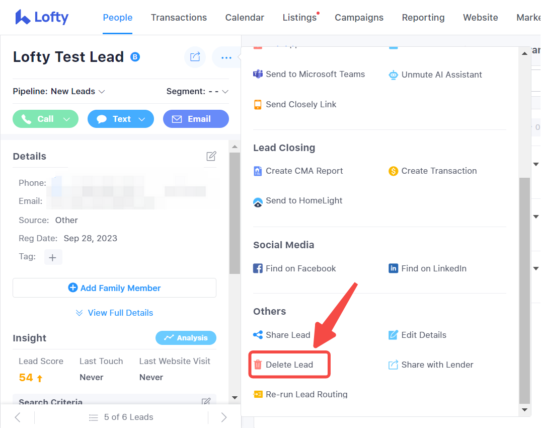 How to Delete/Erase Leads – Lofty Help Center