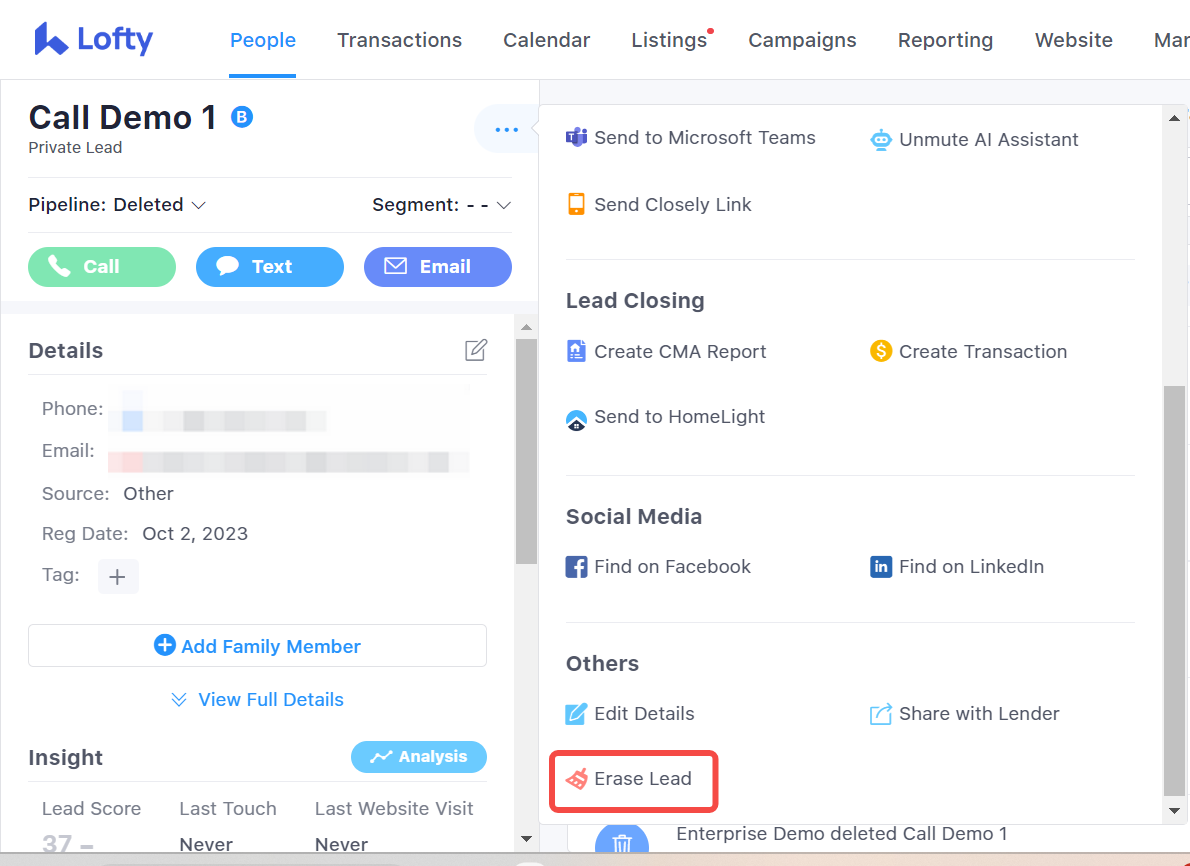 How to Delete/Erase Leads – Lofty Help Center