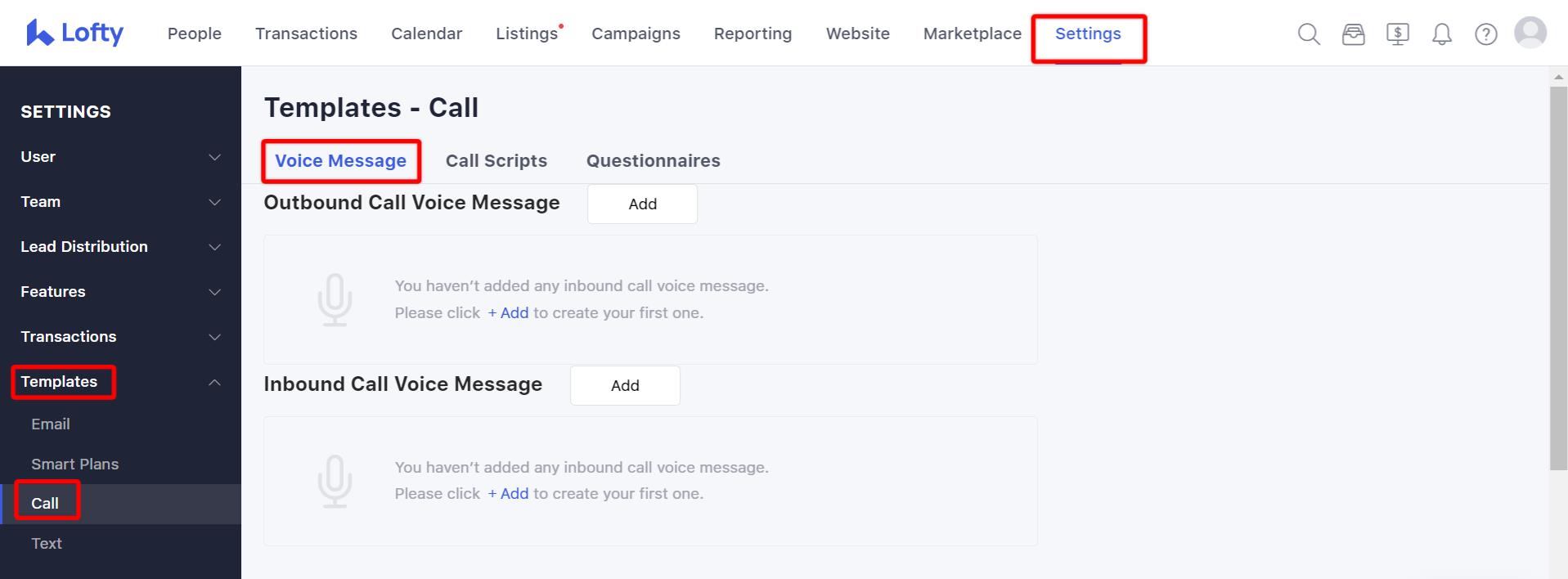 Voice Messages for Inbound & Outbound Calls – Lofty Help Center