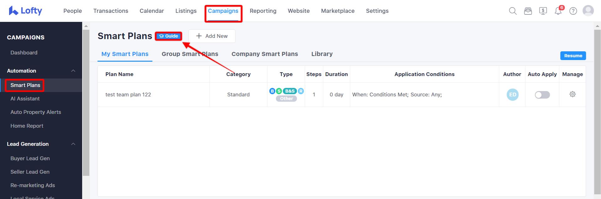 Managing Smart Plans – Lofty Help Center