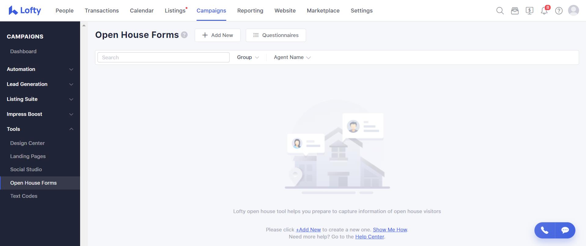 Open House Forms – Lofty Help Center