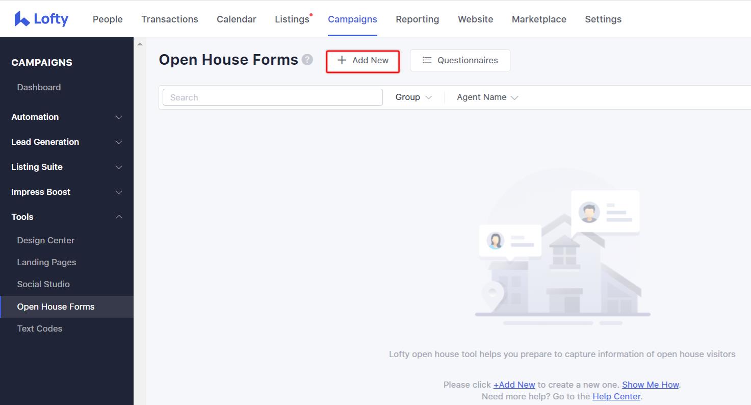Open House Forms – Lofty Help Center