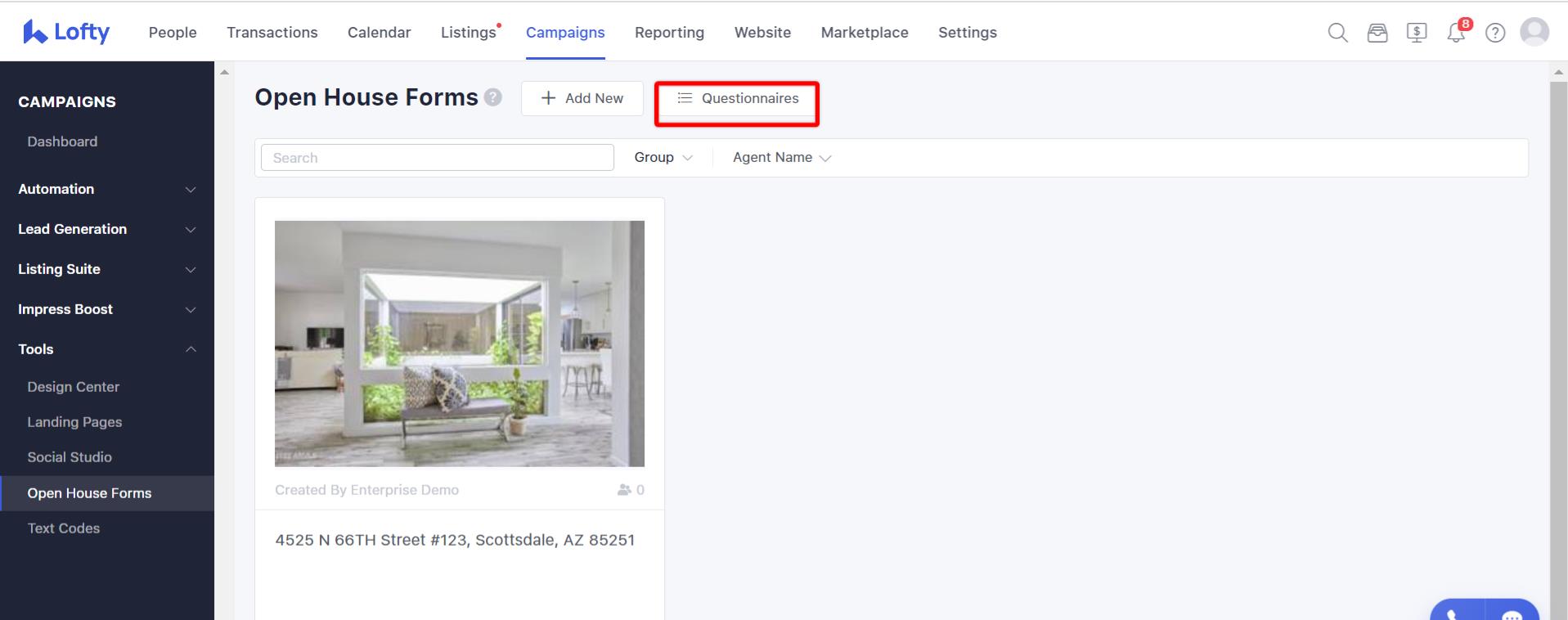 Open House Forms – Lofty Help Center