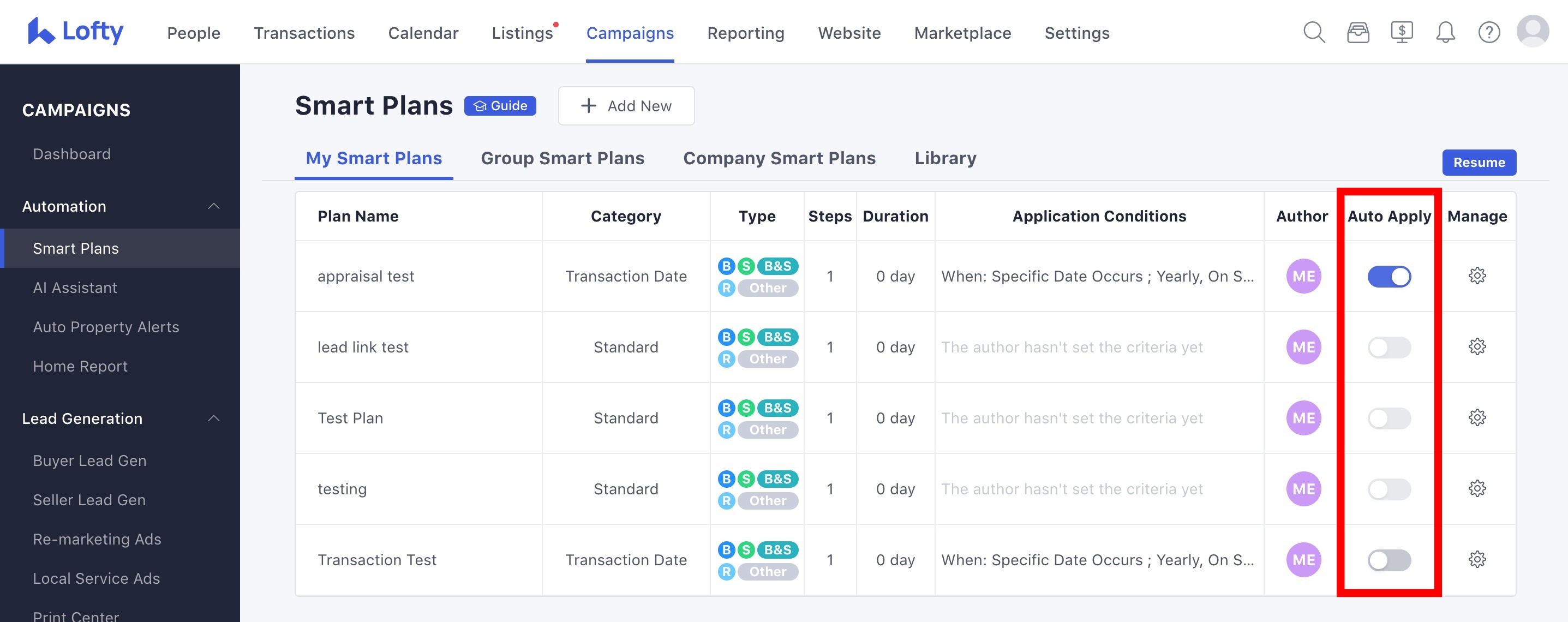 Managing Smart Plans – Lofty Help Center