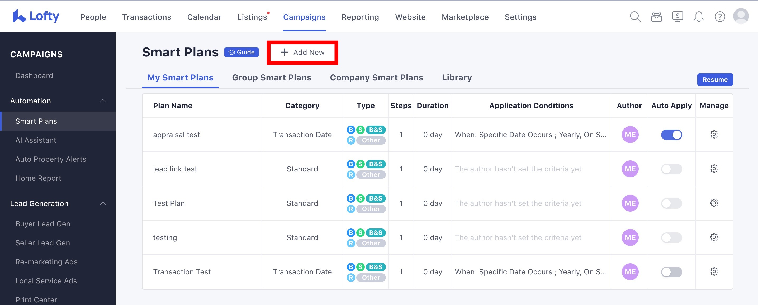 Managing Smart Plans – Lofty Help Center