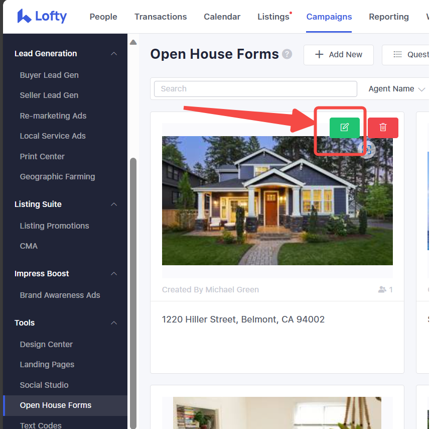 Open House Forms – Lofty Help Center