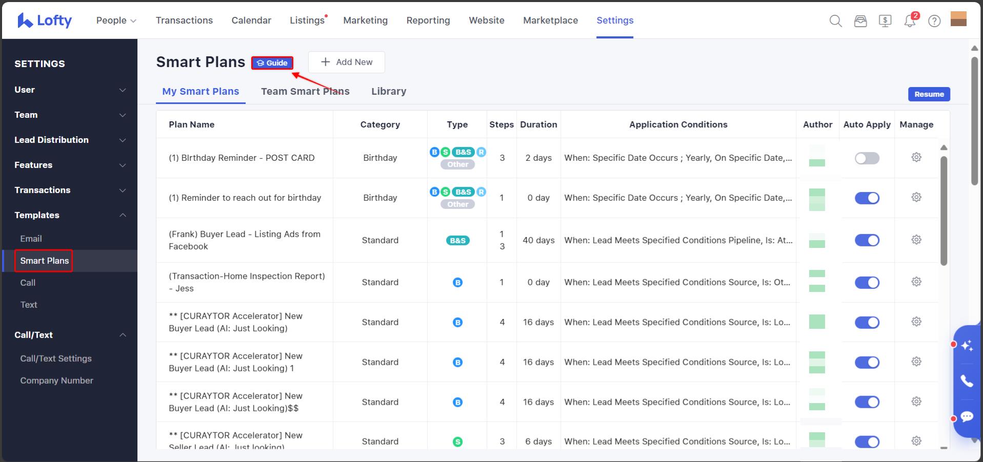 Managing Smart Plans – Lofty Help Center