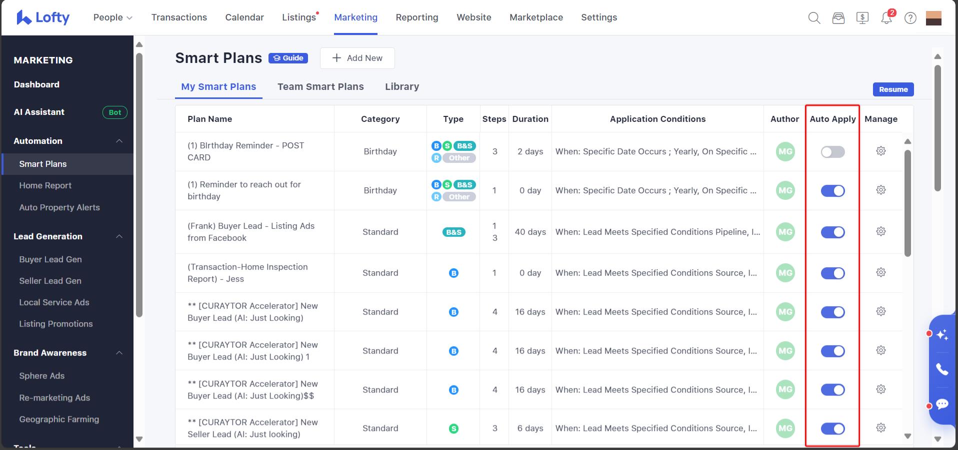 Managing Smart Plans – Lofty Help Center