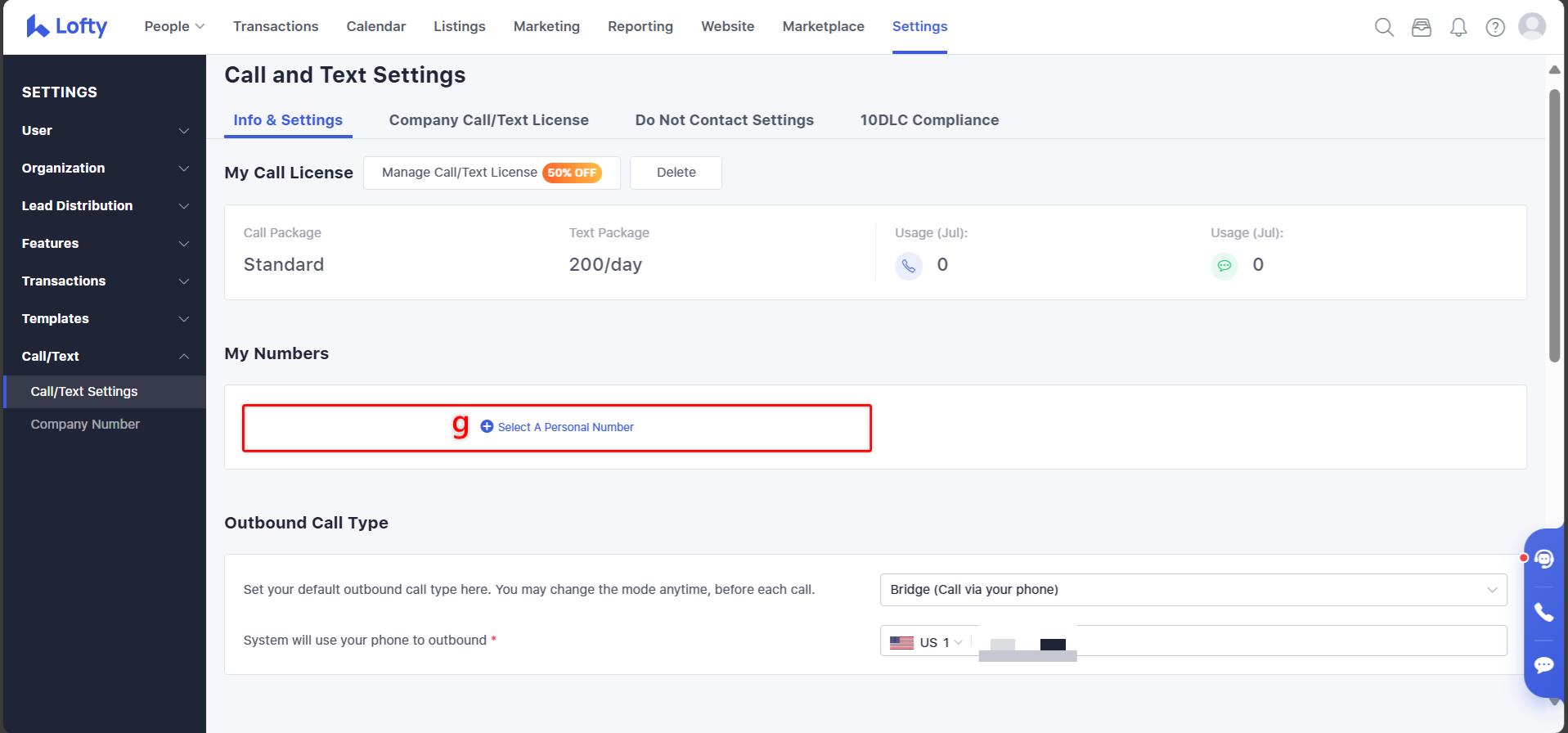 Call/Text Package Settings – Lofty Help Center