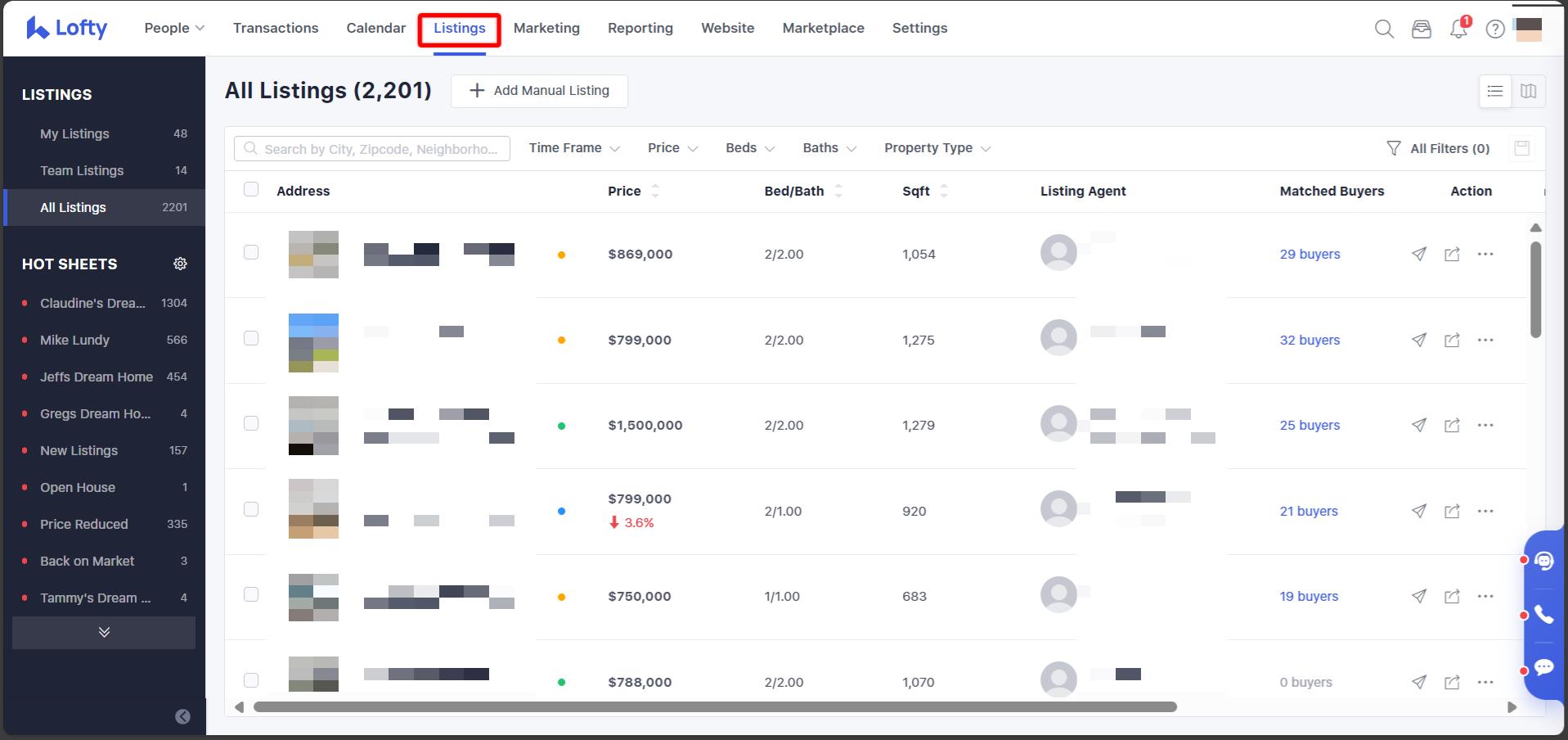 My/Team Listings – Lofty Help Center