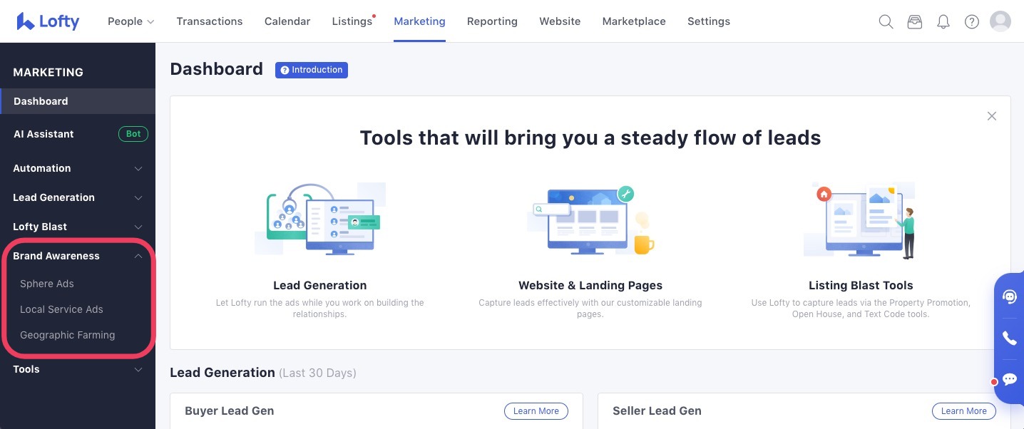 Marketing Section - Lofty Lead Capture Tools – Lofty Help Center