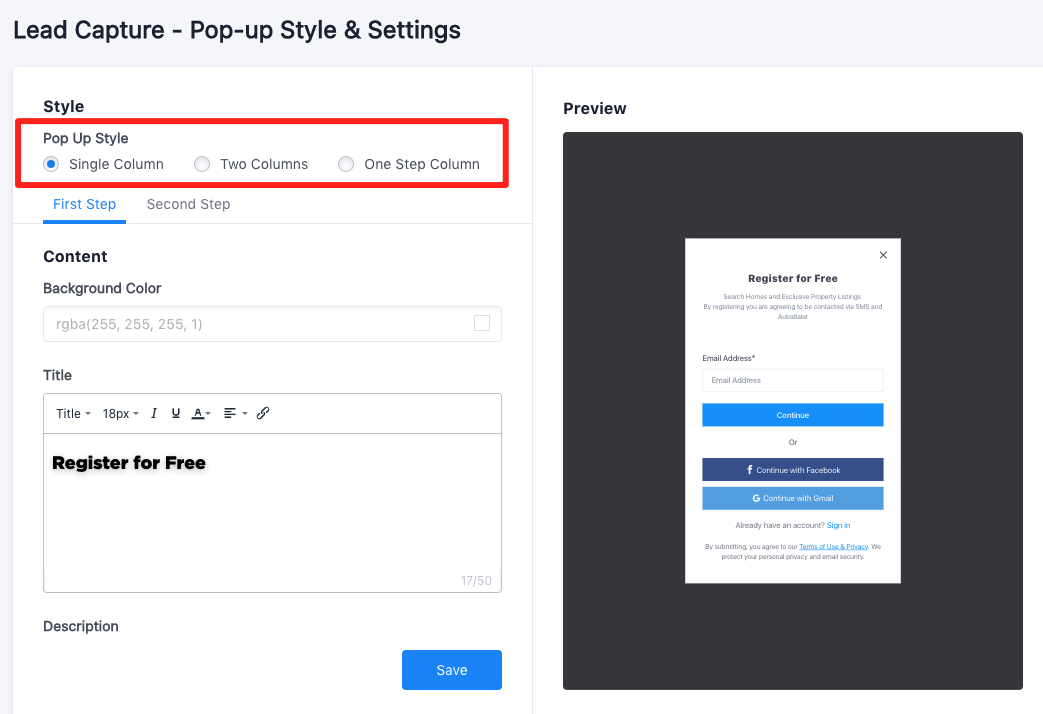 Registration Pop-up Style & Settings – Lofty Help Center