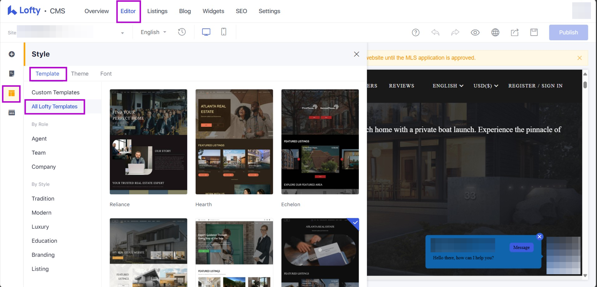 Changing the Website Template – Lofty Help Center