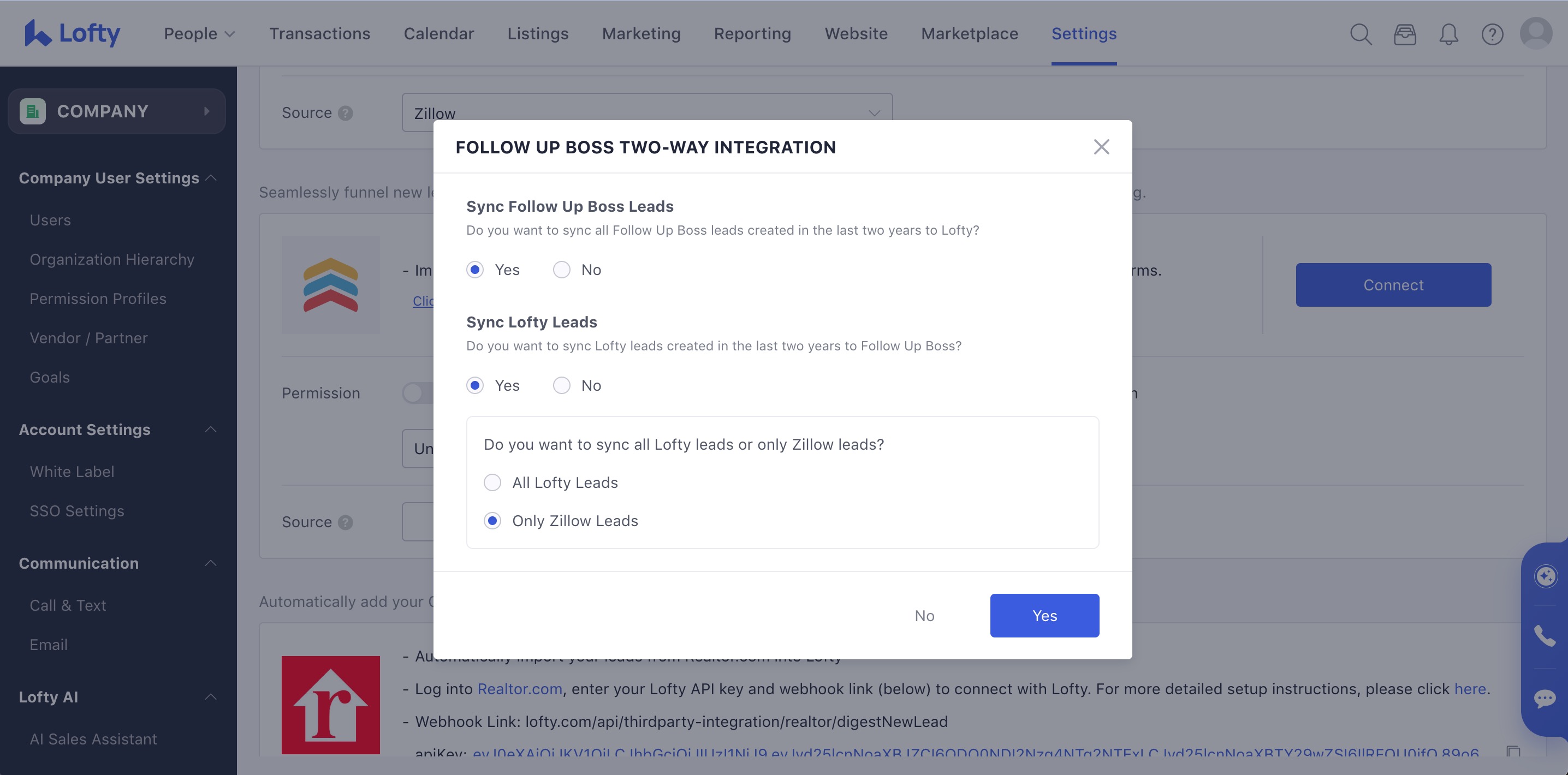 How to Set Up Two-Way Integration Between Lofty CRM and Follow Up Boss (FUB) – Lofty Help Center
