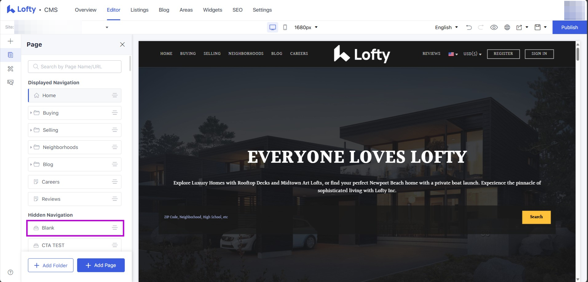 Add / Edit Website Pages – Lofty Help Center