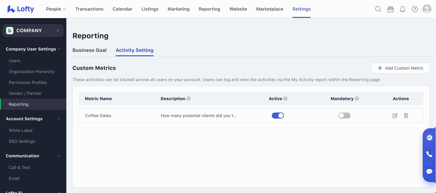 Agent Activity Metrics – Lofty Help Center