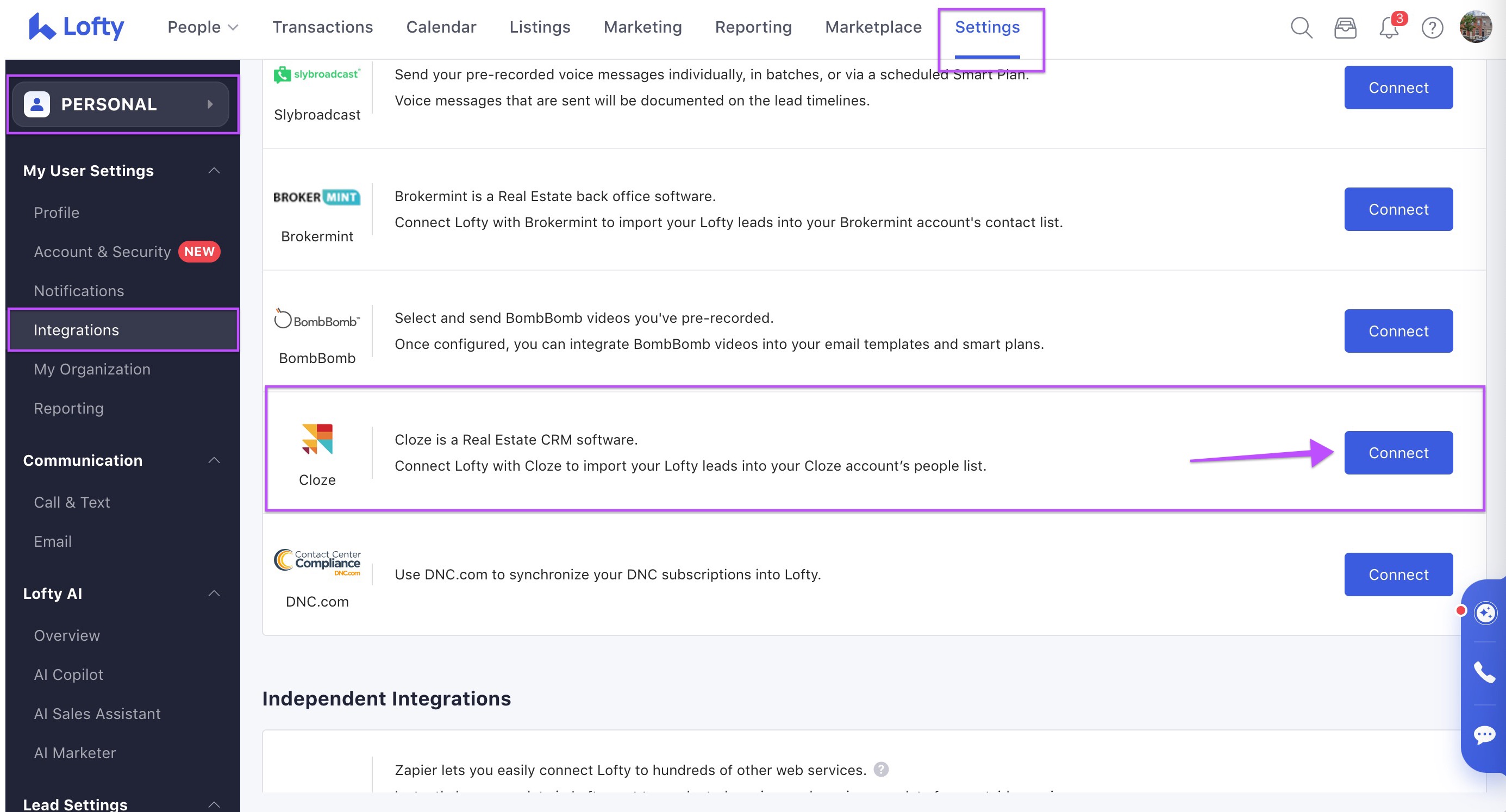 Cloze Integration – Lofty Help Center