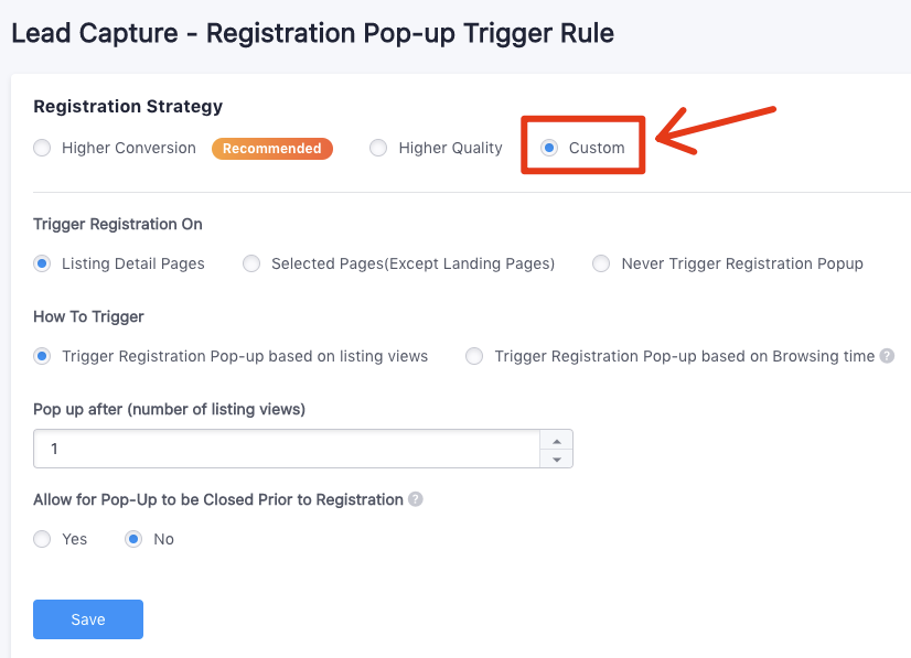 Registration Pop-up Trigger Rule – Lofty Help Center