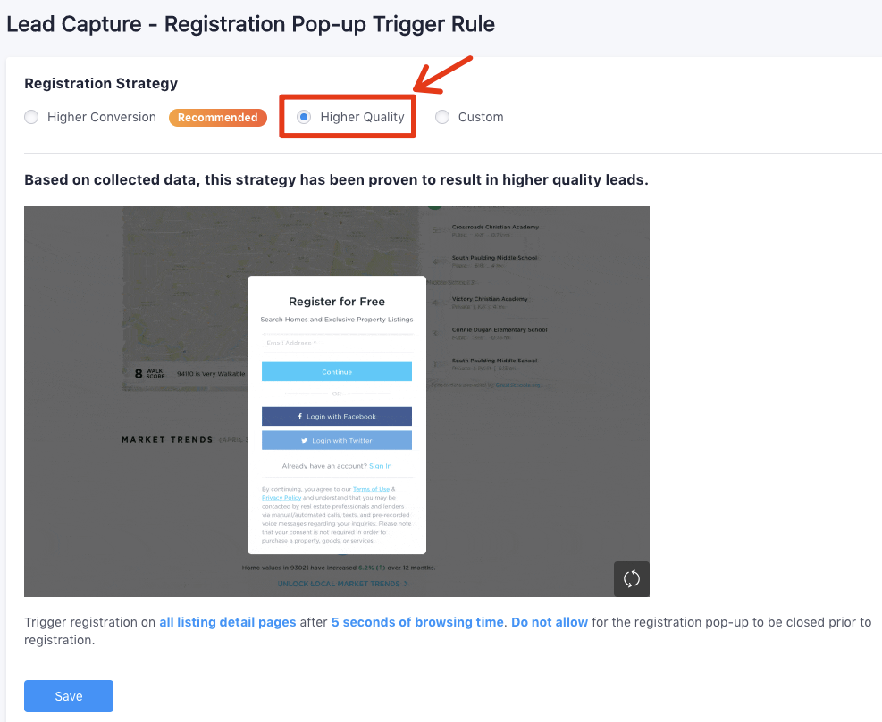 Registration Pop-up Trigger Rule – Lofty Help Center